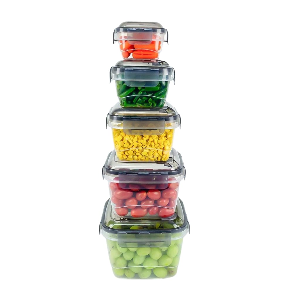 Set de 5 recipientes cuadrados para alimentos Freshpod con tapa y ...